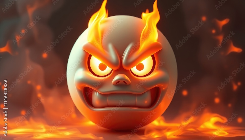 4K HD Wallpapers Angry Emoji With Fiery Eyes, Emitting Energy Pulses ...