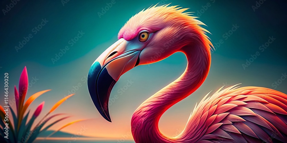 Angry Cartoon Flamingo 3D Render, Solid Background, Digital Art, Cute ...