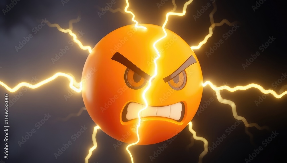 4K HD Wallpapers Angry Emoji With An Electrified Face, Surrounded By ...
