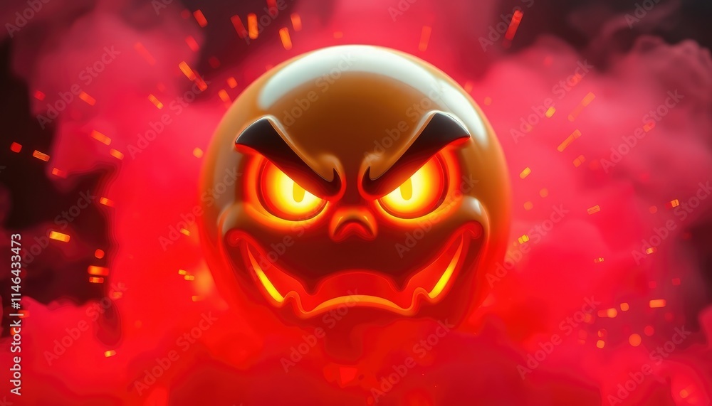 4K HD Wallpapers Angry Emoji With Glowing Fiery Eyes, Surrounded By An ...