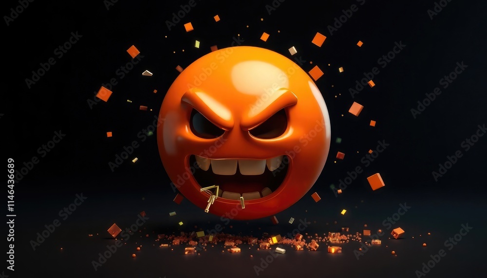 4K HD Wallpapers Angry Emoji Breaking Apart, With Glowing Particles ...