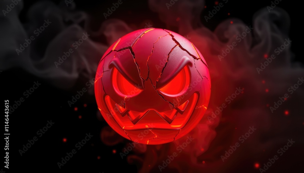 4K HD Wallpapers Angry Emoji With A Cracked Surface, Glowing Red From ...