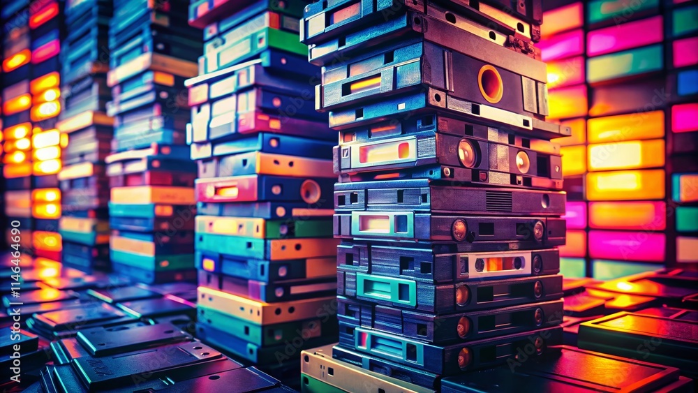 Candid Photo: Stack of Retro VHS Tapes - 80s 90s Nostalgia Home Video ...