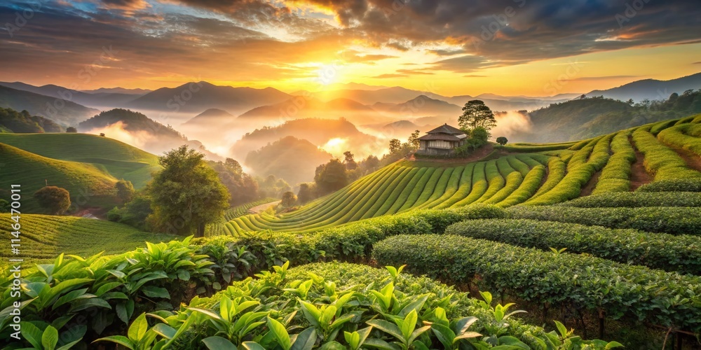Chiang Rai Tea Plantation Photography: Lush Green Hills, Tea Leaves ...