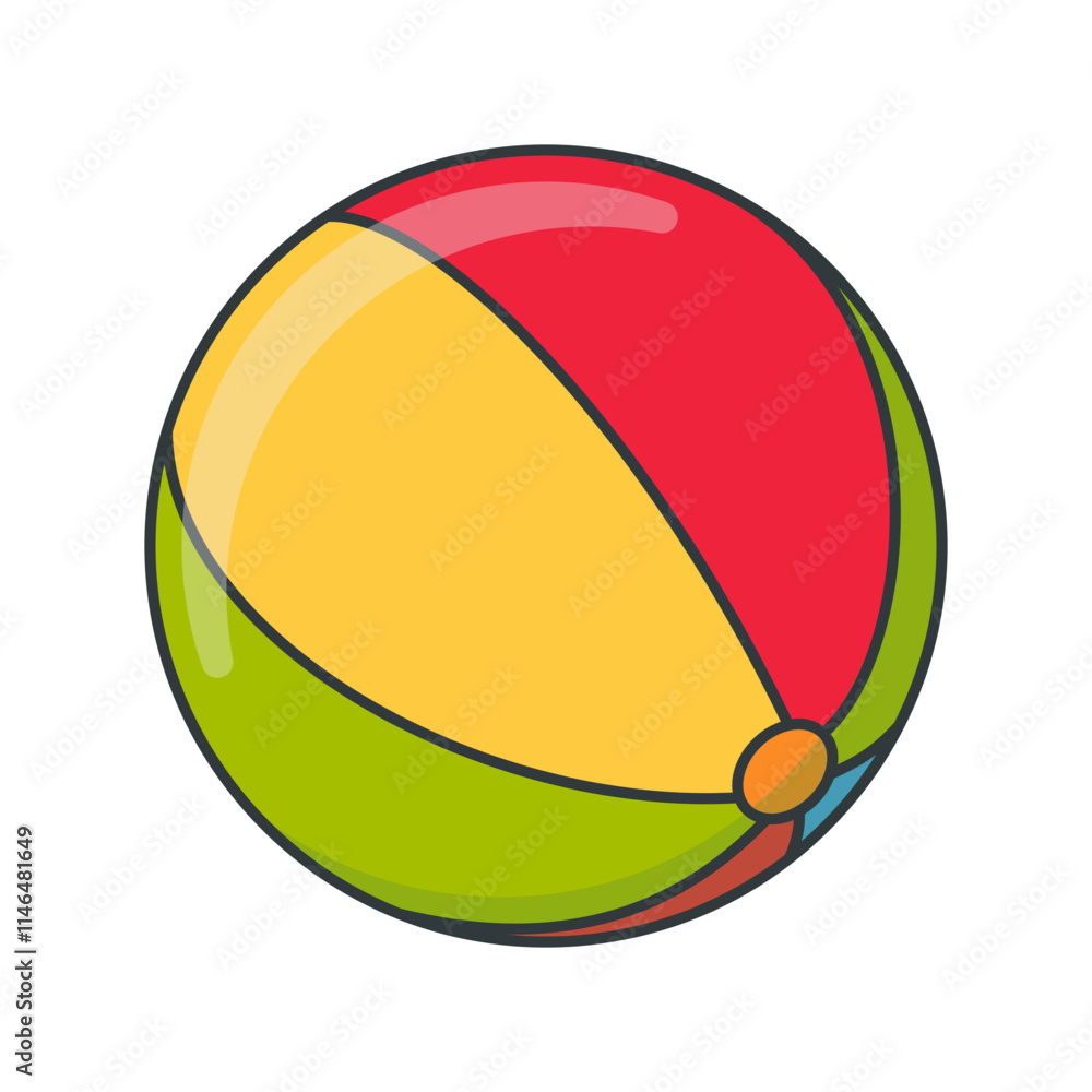 Simple beach ball vector illustration, beach ball vector in flat-line ...