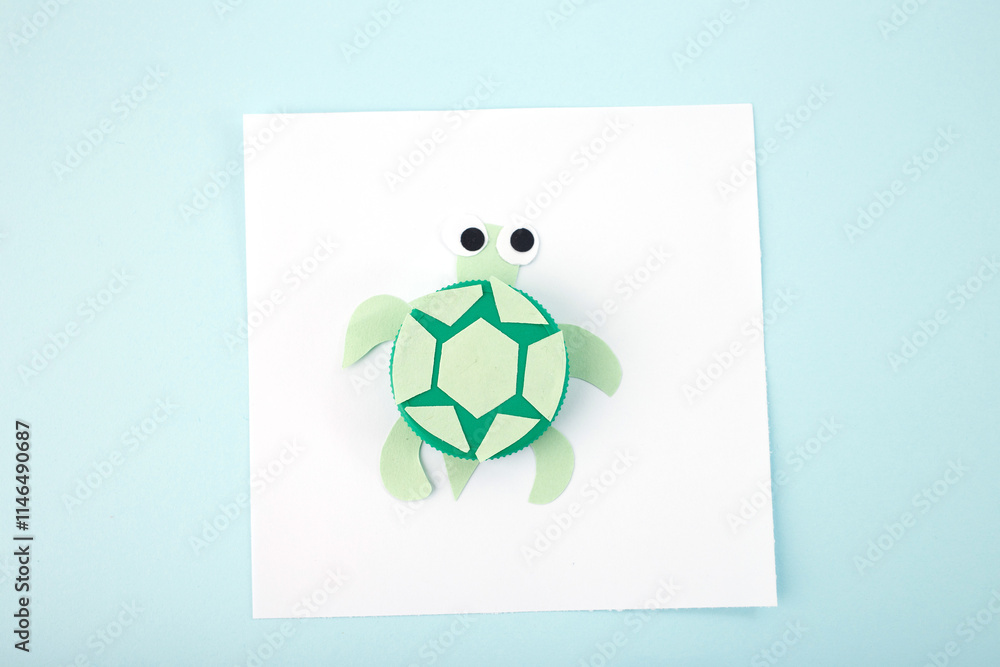 handmade turtle animal crafts made from bottle caps and paper. creative ...