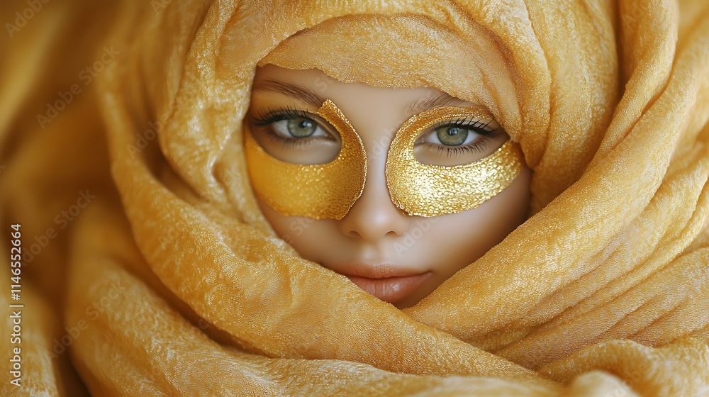 Golden Beauty: A mysterious woman with captivating green eyes is ...