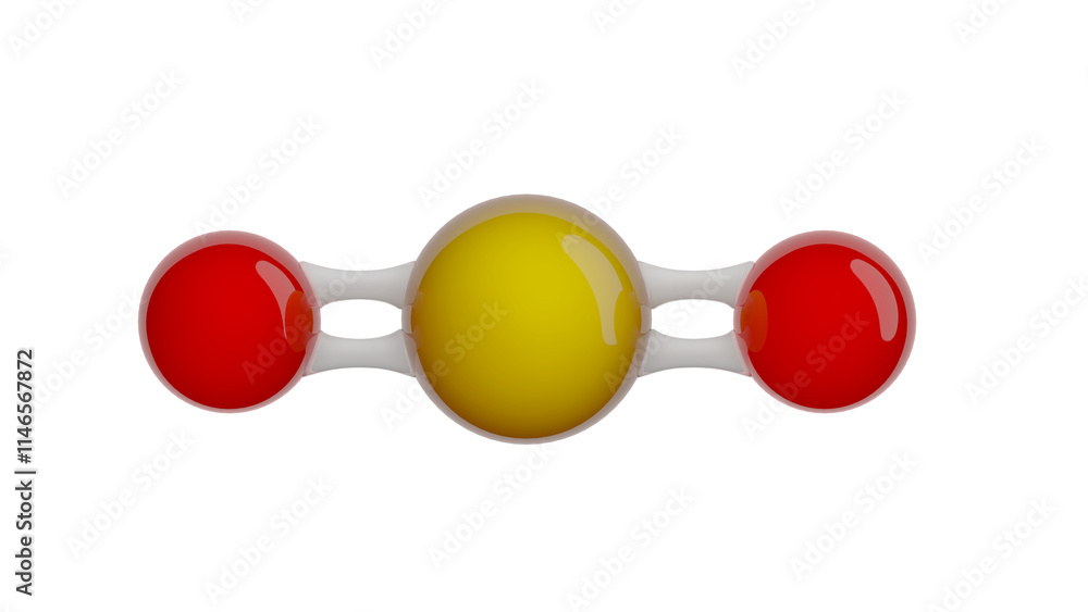 Molecule of Silicon dioxide. Molecular formula: SiO2. Chemical model ...