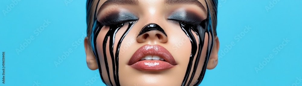 Explore captivating minimalist face painting featuring clean, linear ...