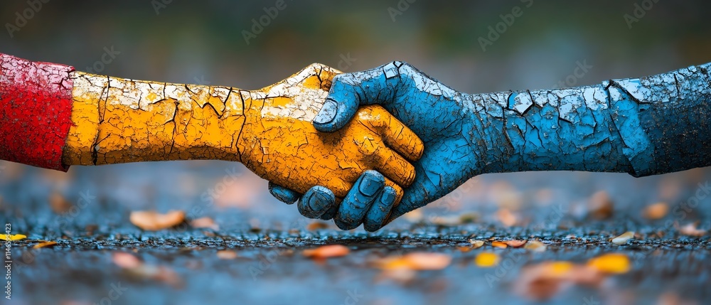 Partnership challenges, broken handshake symbol, contrasting colors and ...