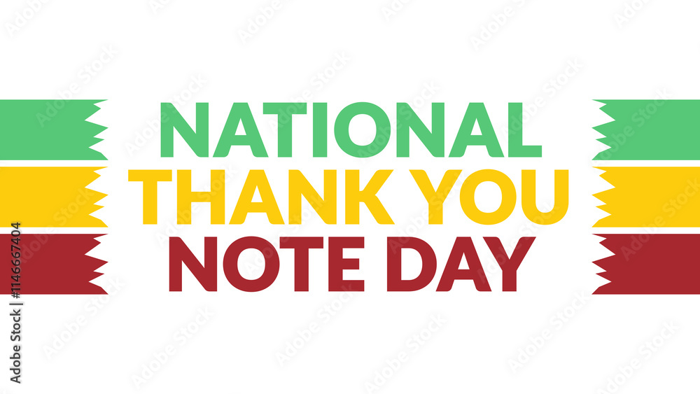 National Thank You Note Day text with side lines on a White background ...