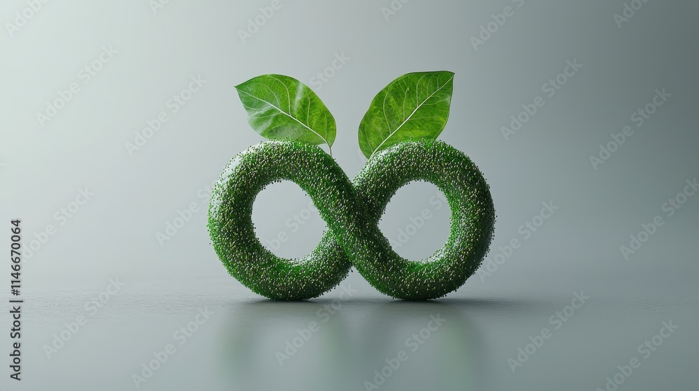 Carbon neutral sustainability and reduction. Green infinity symbol made ...