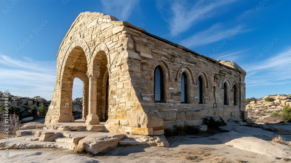 Ethiopian Rock-Cut Church with intricate carvings and rugged terrain ...