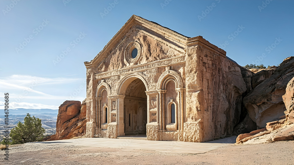 Ethiopian Rock-Cut Church with intricate carvings and rugged terrain ...
