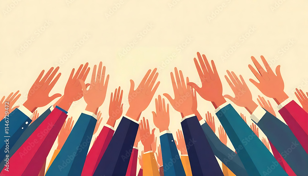 Human hands clapping. People crowd applaud to congratulate success job. Hand thumbs up. Business ...