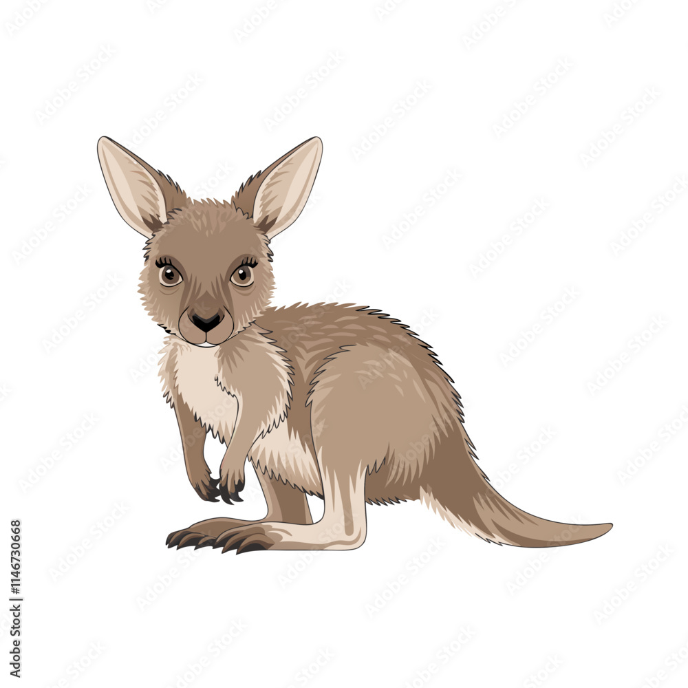 Cute Baby Kangaroo Vector Art Adorable Wildlife Illustration for ...