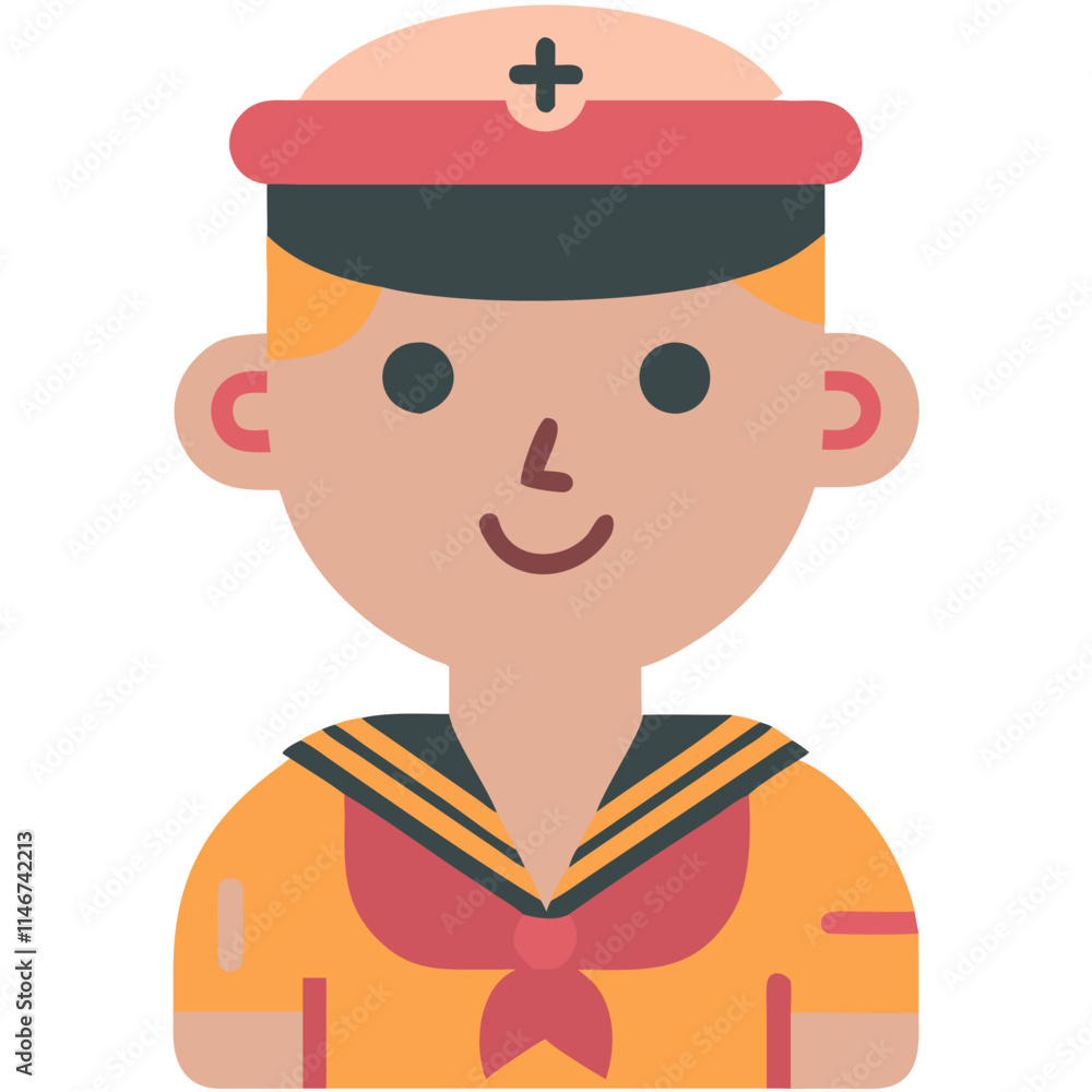 Cute Sailor Boy Vector Cartoon Illustration in Navy Uniform Stock ...