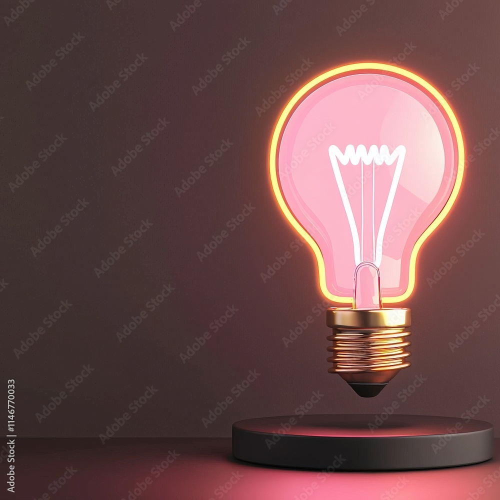 lightbulb ideas brainstorm efficiency. A glowing pink light bulb ...
