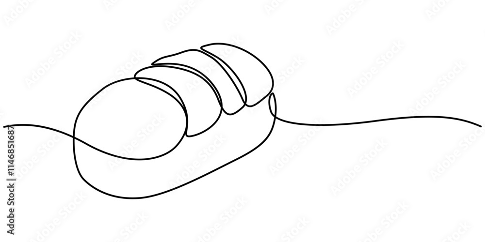 bread one line drawing, One continuous line drawing of long loaf bread ...