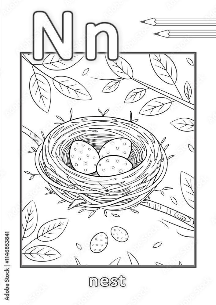 coloring page for children with letters of the English alphabet, letter ...