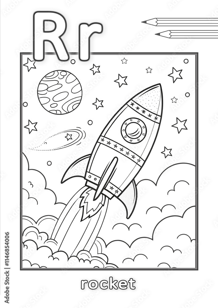 Coloring page for children with letters of the English alphabet, letter ...