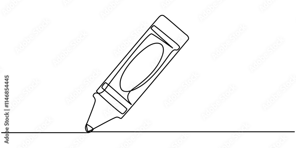crayon continuous one line drawing, Vector illustration of crayon ...