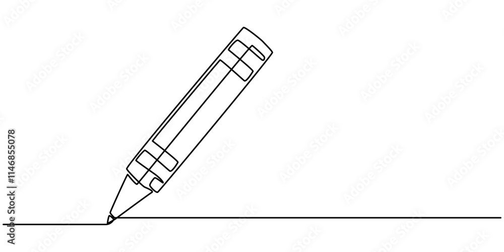 crayon continuous one line drawing, Vector illustration of crayon ...