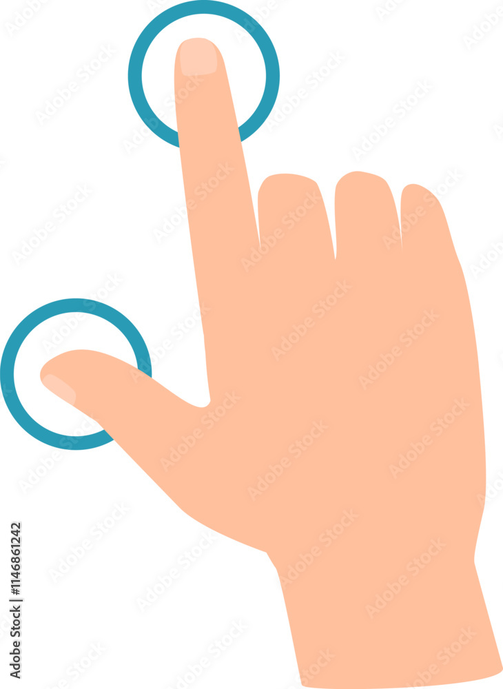 Multi touch hand gesture pinching on a touchscreen, zooming in or interacting seamlessly with a ...