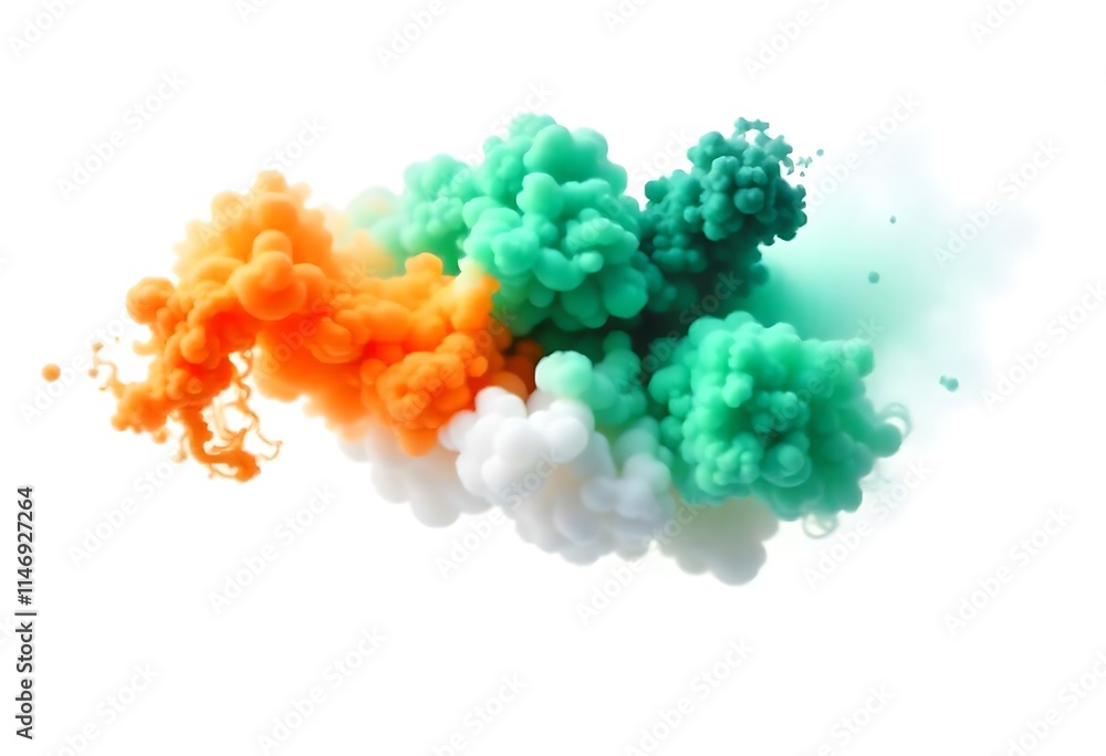 India flag colure blast organe, white, Green powder splash rainbow ...