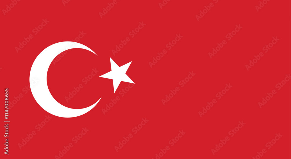 Turkish national flag with a red background and crescent moon and star ...