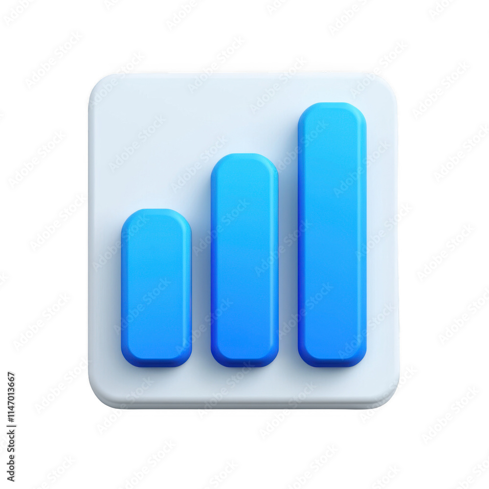 Blue icon of Bar chart isolated on a transparent background Minimalist ...