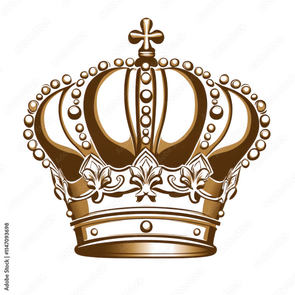 Brown icon of crown isolated on a transparent background Minimalist ...