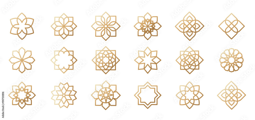 Collection of Arabic oriental floral vector elements. Traditional ...
