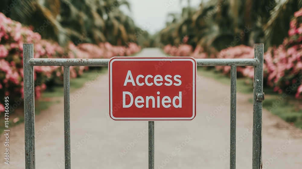 Public park with "Access Denied" signs, restriction in public spaces ...