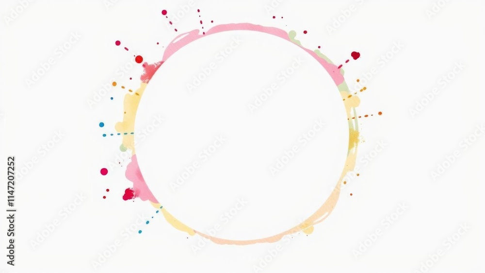 Round watercolor splash on white background with empty space in the ...
