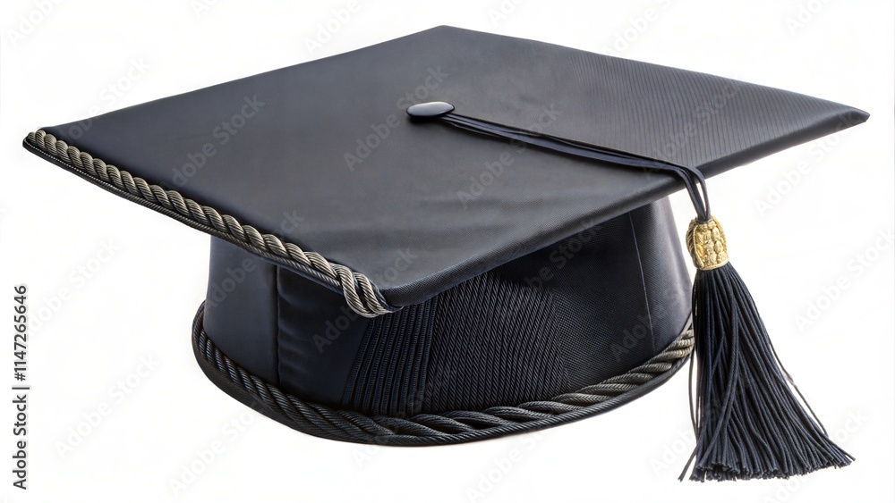 Graduation hat, Academic cap or Mortarboard in black isolated on white ...