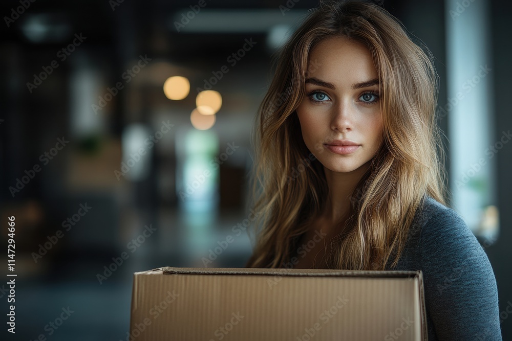 Woman walks out of office carrying belongings after being let go ...