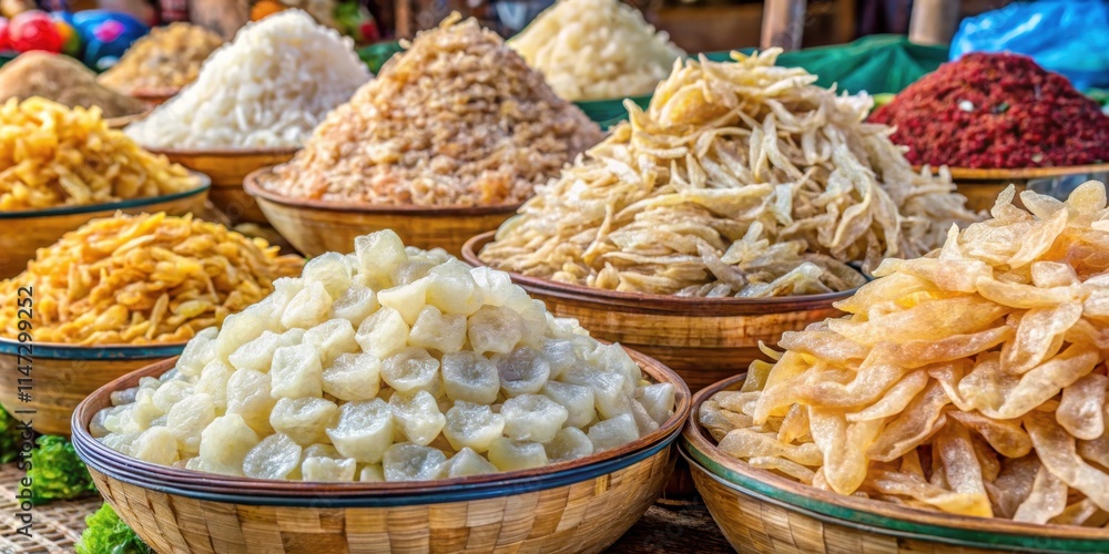 Traditional Khmer fermented fish maw (prahok and pa ok) sold at local ...