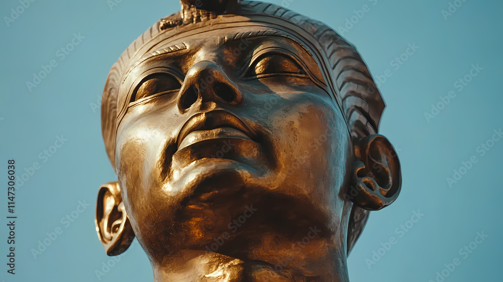 Bronze color bust of egyptian king tutankhamun made with plaster ...