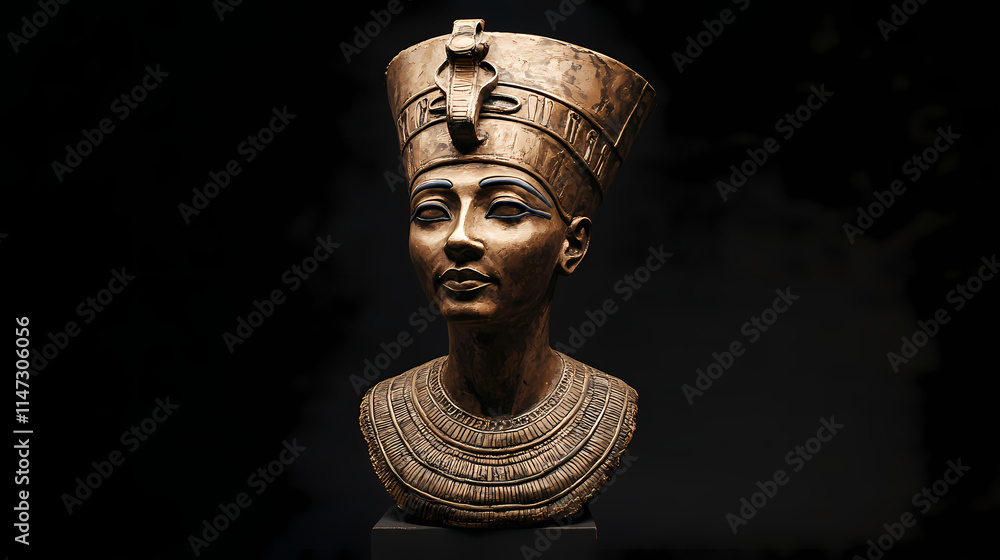 Bronze color bust of egyptian king tutankhamun made with plaster ...