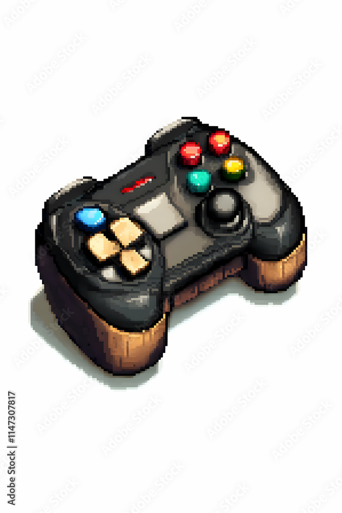 Retro Pixel Art Game Controller; Isolated on White; Gaming, Nostalgia. Stock Illustration ...