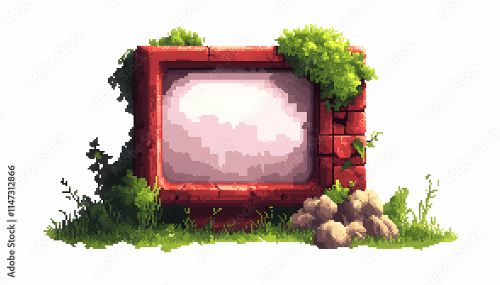 Overgrown Pixel Art TV Screen; Nature Background; Game UI Element ...