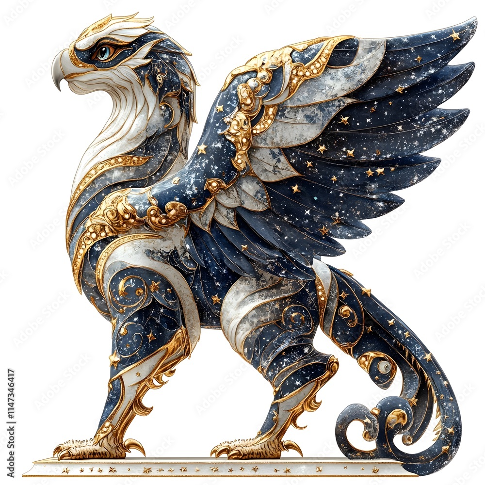 Majestic Gryphon Sculpture with Intricate Details and Glittering Stars ...