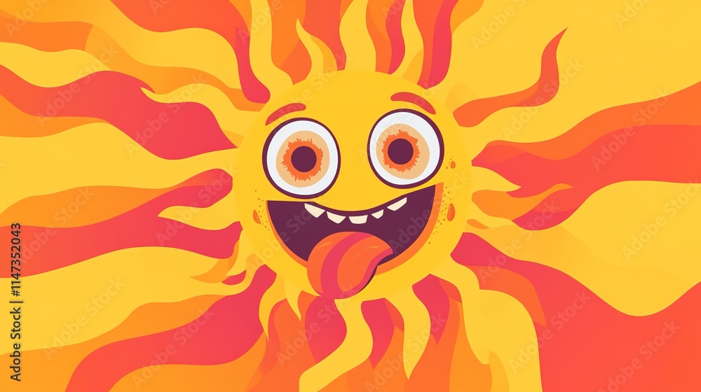 Ilustración de Stock Goofy cartoon sun illustration with crossed eyes ...