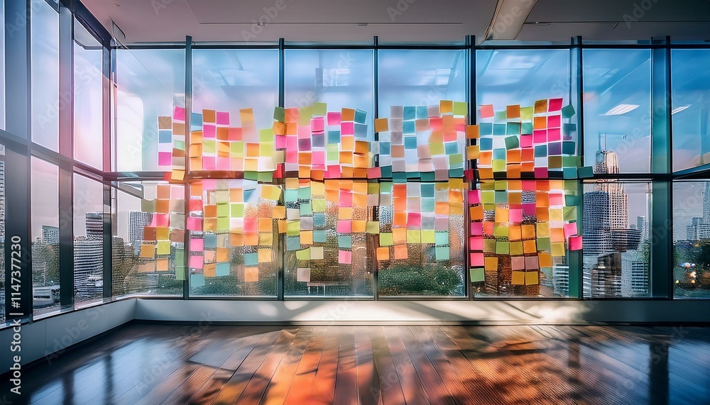 "Project Planning Made Visual: A Glass Wall Full of Ideas" Stock ...