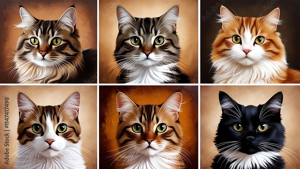 Elevate your feline art collection with these stunning cat portraits ...