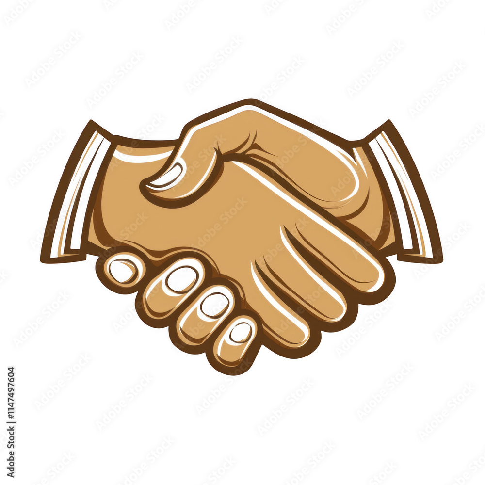 Brown icon of Handshake isolated on a transparent background Minimalist ...