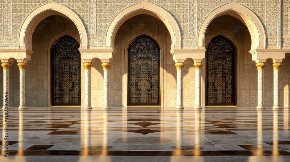 Mosque Arab Muslim Building Greeting Mubarak Islam Ramadan Element ...