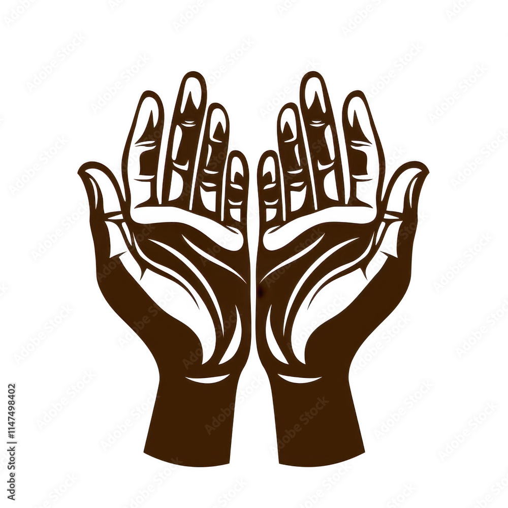 Brown icon of Help isolated on a transparent background Minimalist flat ...