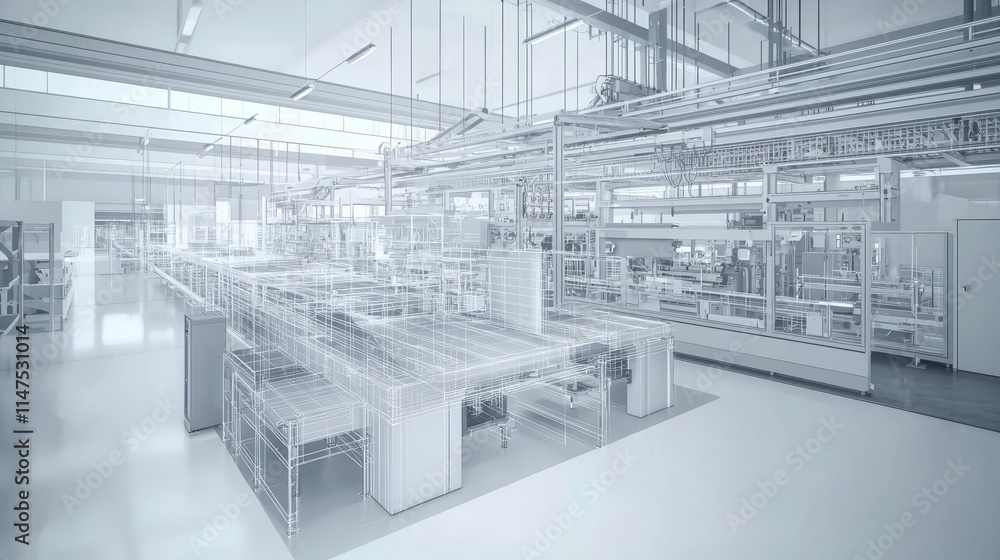 imagine prompt: Minimalist visualization of a manufacturing process ...